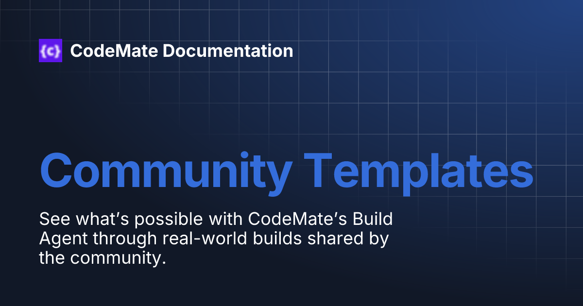 Community Templates | CodeMate Documentation